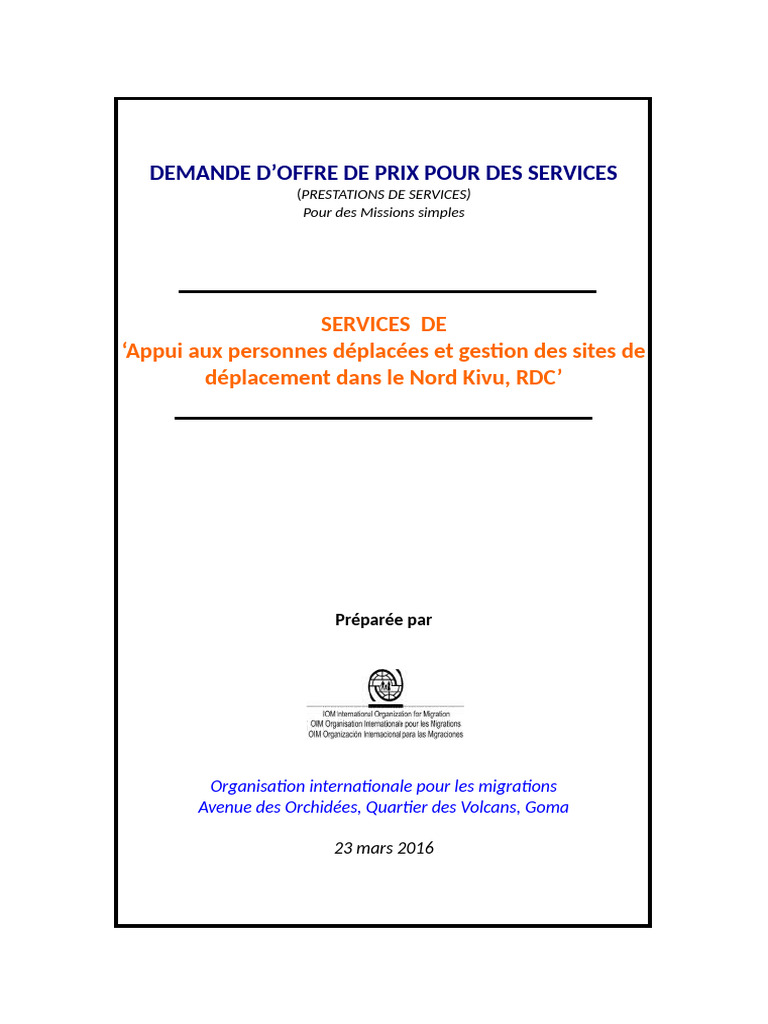 IOM DRC Request For Proposals - 29 03 2016 | PDF