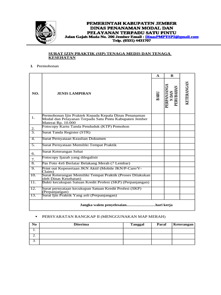Formulir SIP Terbaru 26 Juni 2024 | PDF