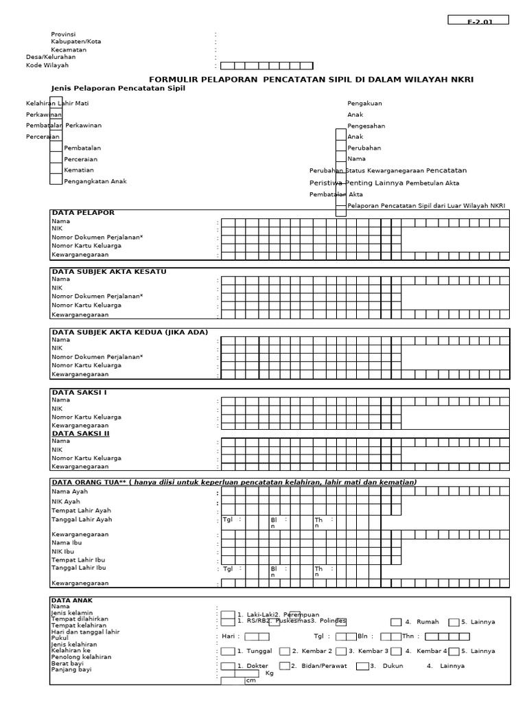 Formulir F 201 | PDF