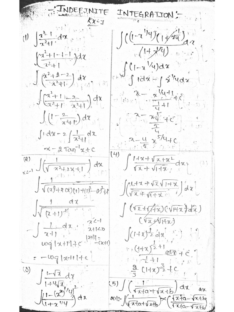 Indefinite Integrals | PDF