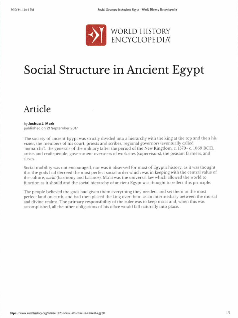 Social Structure of Egypt | PDF