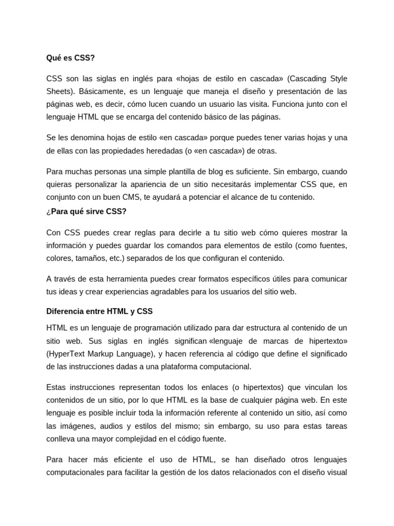 Diferencias y Usos de CSS y HTML | PDF | Script Java | Lenguaje de programación