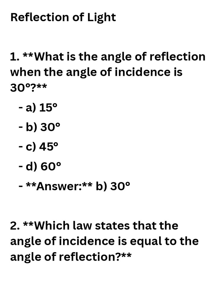 Reflection of Light | PDF