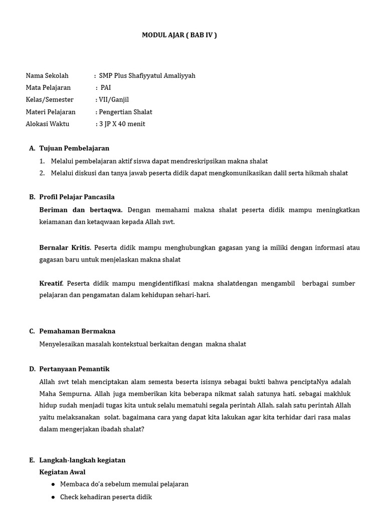 Modul Ajar PAI 7 | PDF