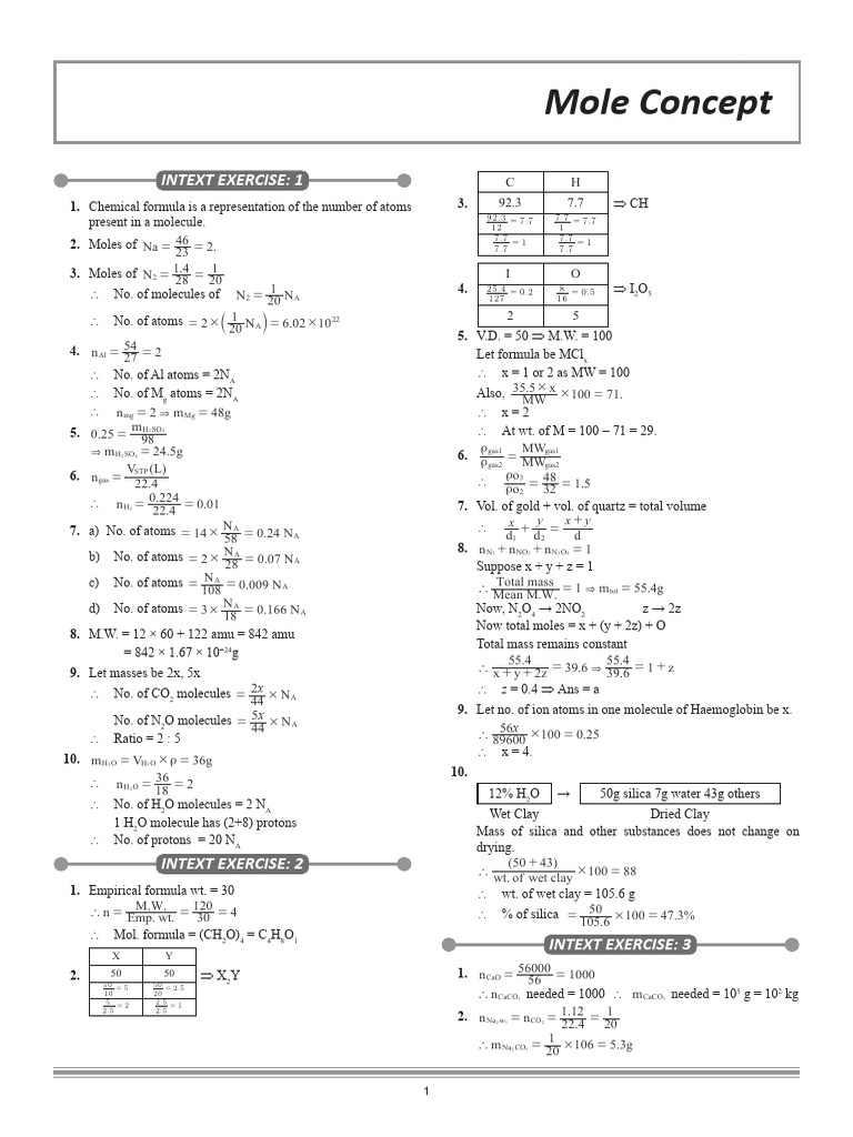 Chemistry Solutions - Module 1 & 2 | PDF