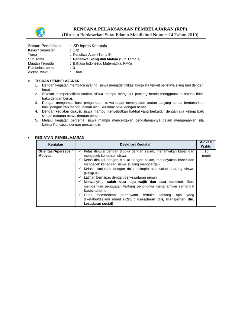 RPP Berdiferensiasi Dan PSE Fasi | PDF