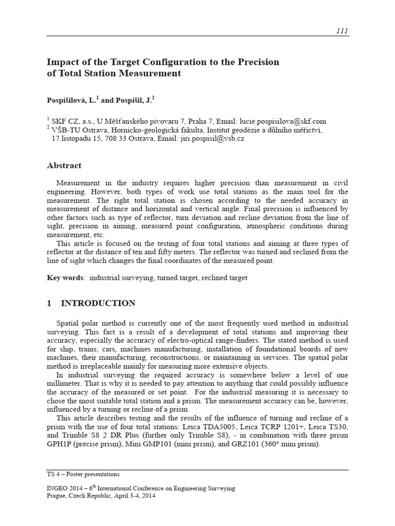 Impact of The Target Configuration To The Precision of Total Station Measurement | PDF ...