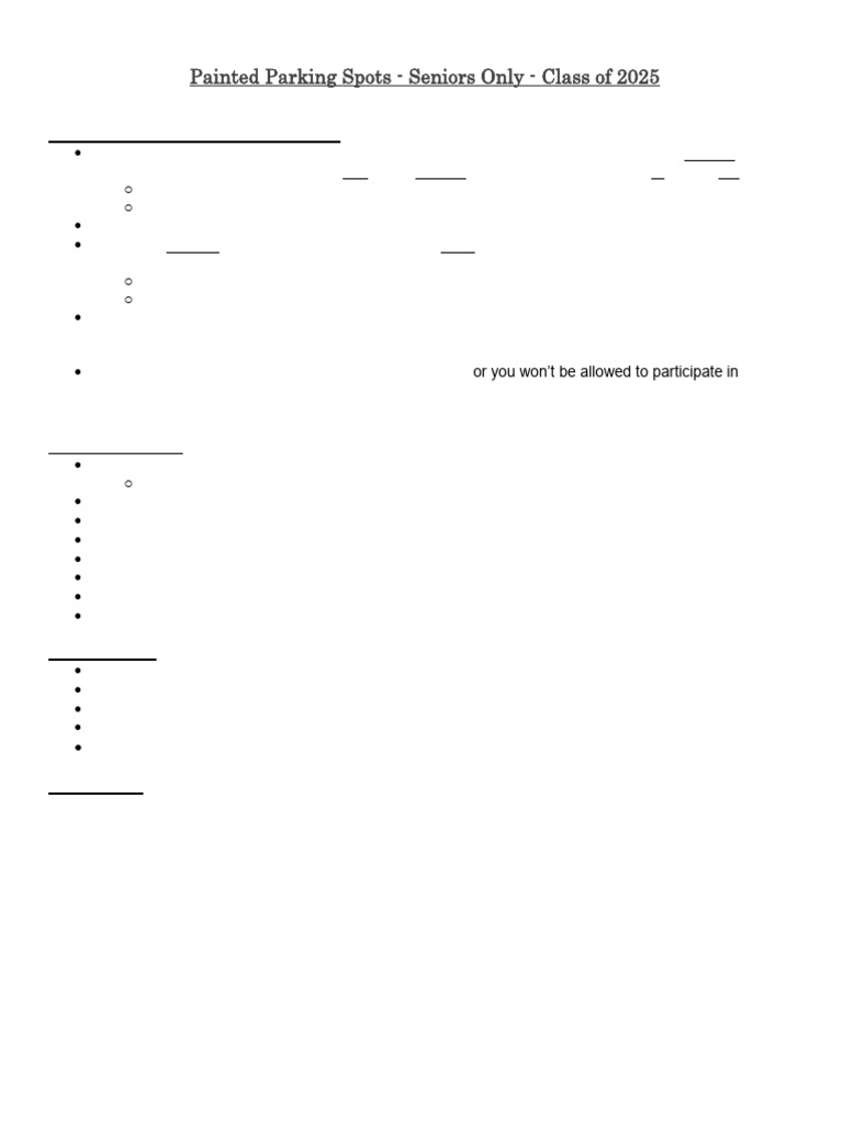 XAVIER JENKINS - Senior Parking Spots - Class of 2025 | PDF