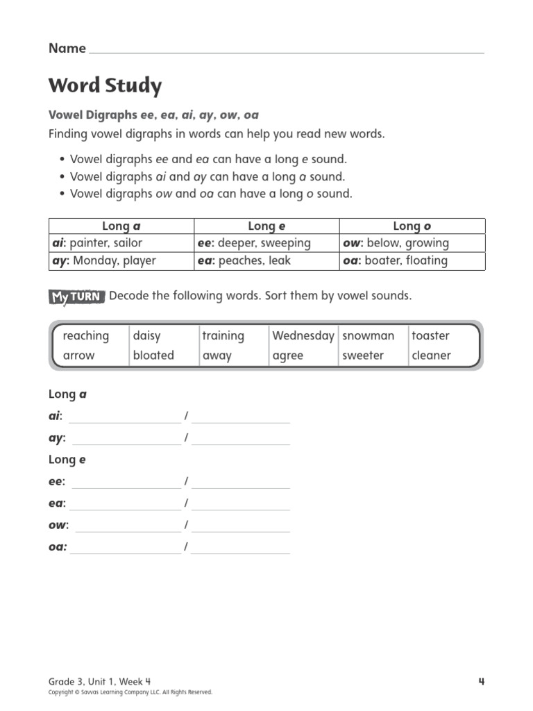 MV20 G3U1W4 Word Study Practice Web | PDF