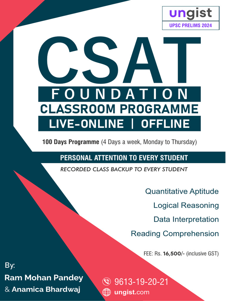 CSAT Foundation 2024 (Offline, LIVE-Online) 1 | PDF