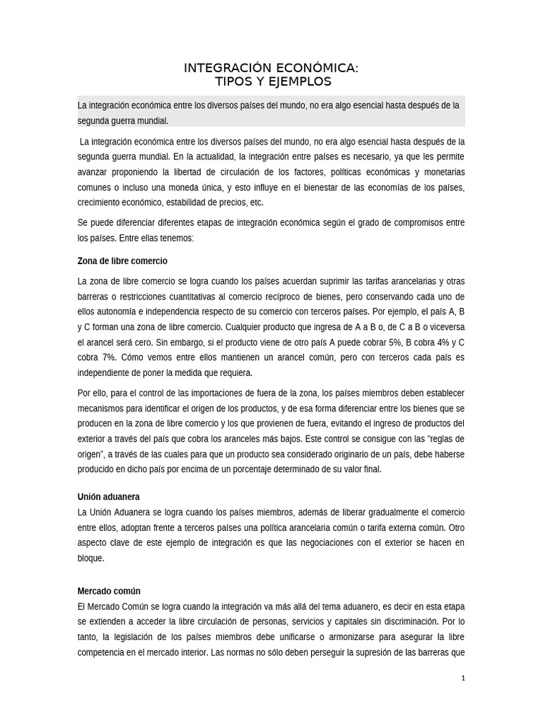 Procesos de Integracion Economica | PDF