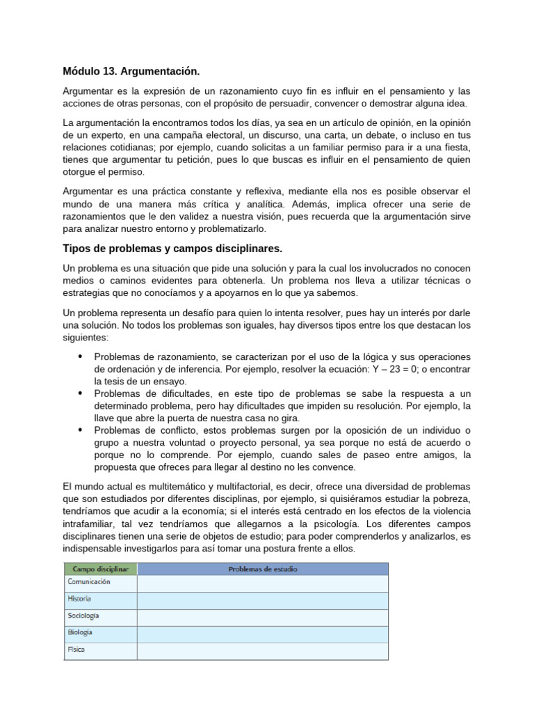 Módulo 13 Argumentacion | PDF
