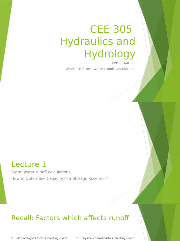 Week 11 - Watershed and Storm Water Runoff Calculations | PDF