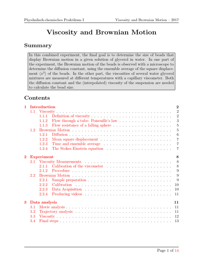 Viscosity Brownianmotion HS17 | PDF