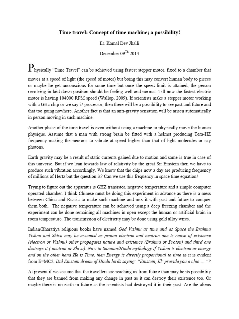 Time Travel Machine Possible Designs | PDF