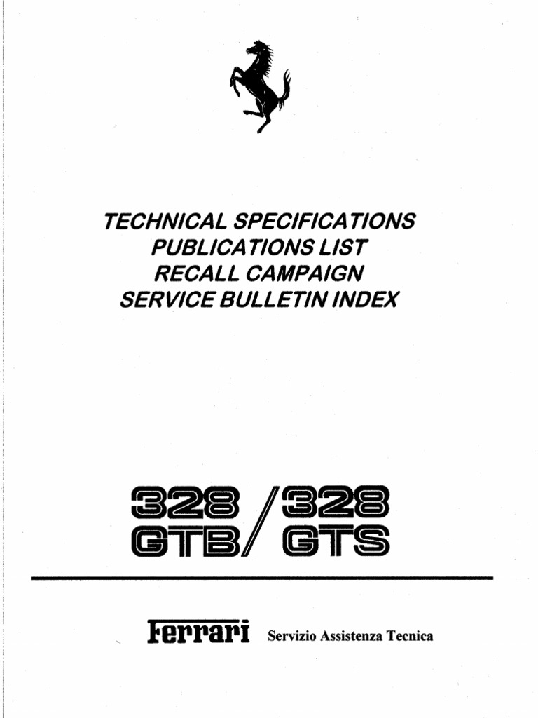 Ferrari 328 GTB - 328 GTS Technical Specifications | PDF