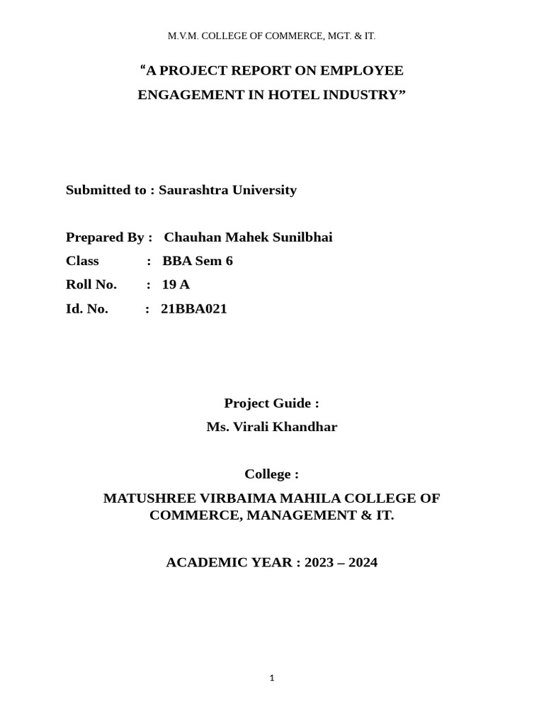 HRM For Hotel Industry Employees Engagement | PDF