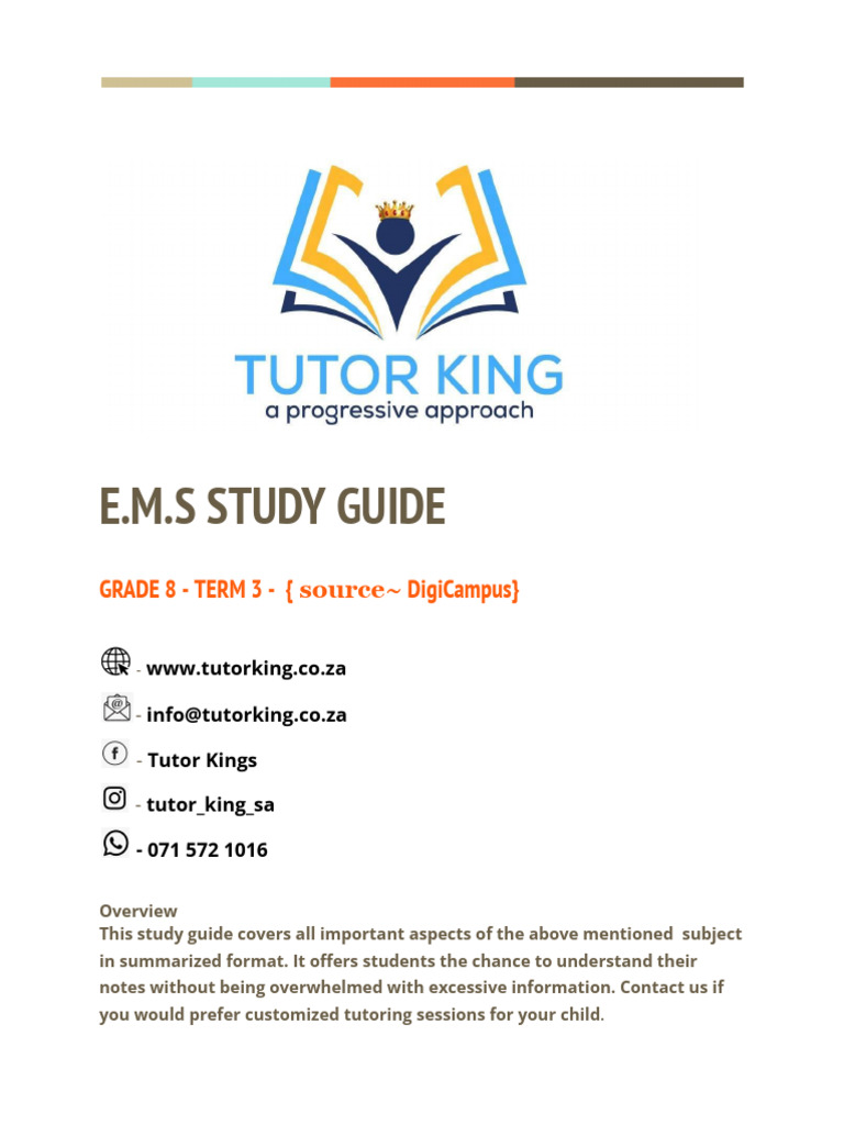 GR 8 - Term 3 - E.M.S - Study Guide | PDF