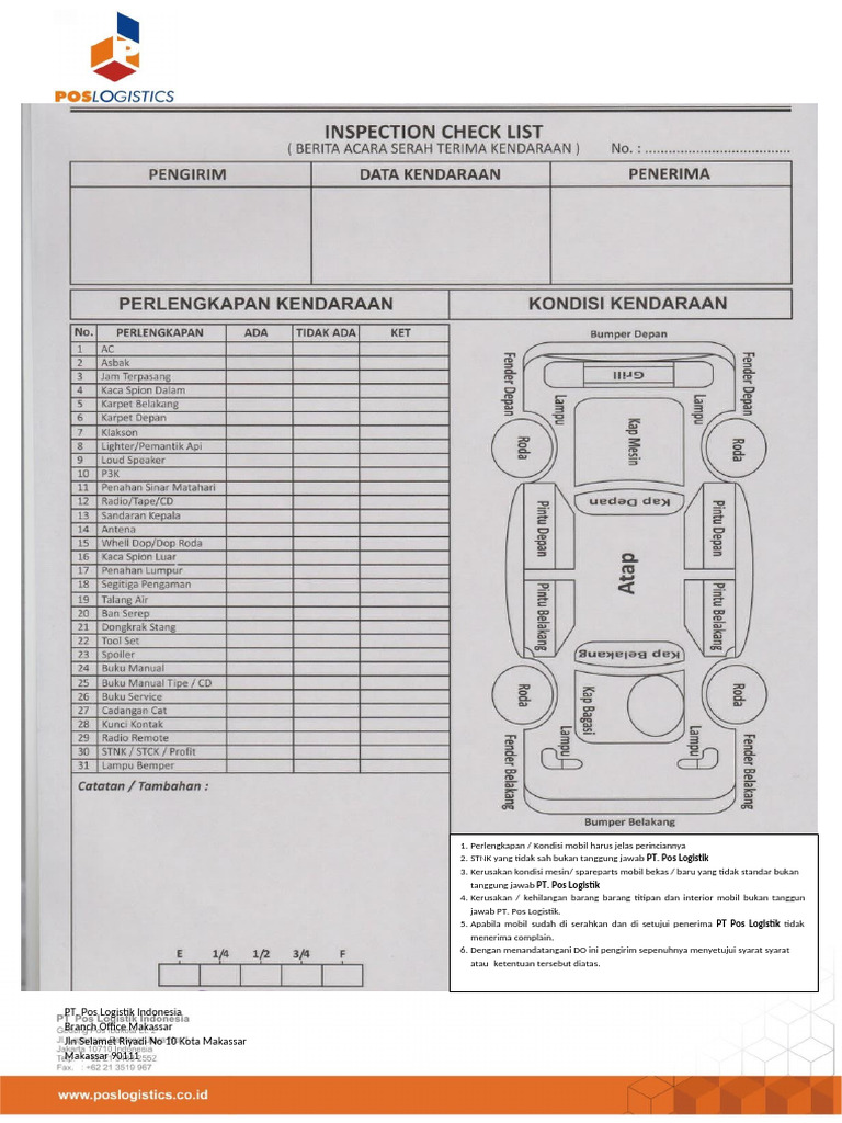 Checklist Kendaraan Mobil | PDF