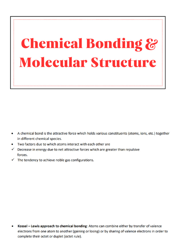 Chemical Bonding Short Notes | PDF