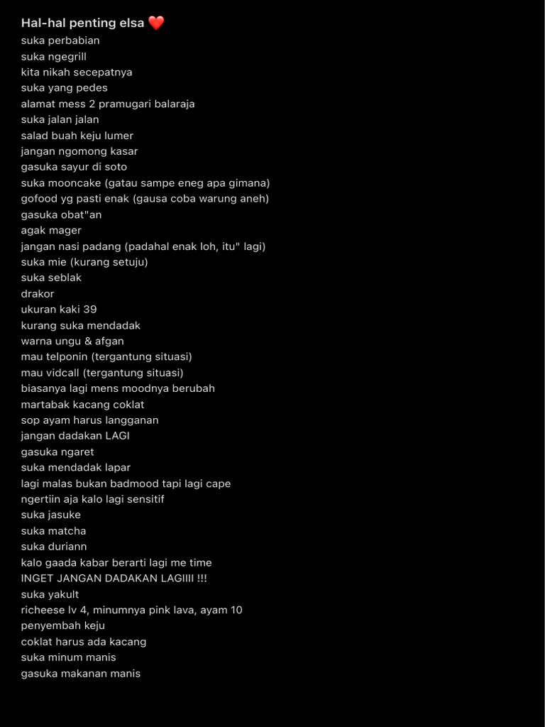 Hal-Hal Penting Elsa | PDF