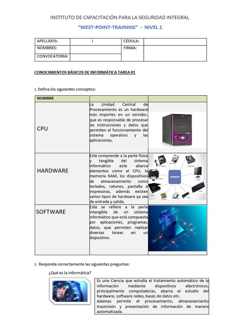 Deberes Conocimientos Básicos de Informática 12 | PDF
