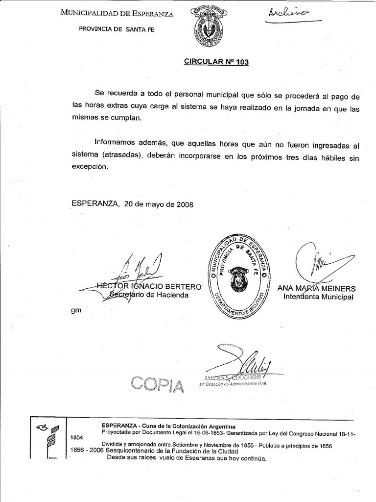 Circular interna 103/08 | PDF