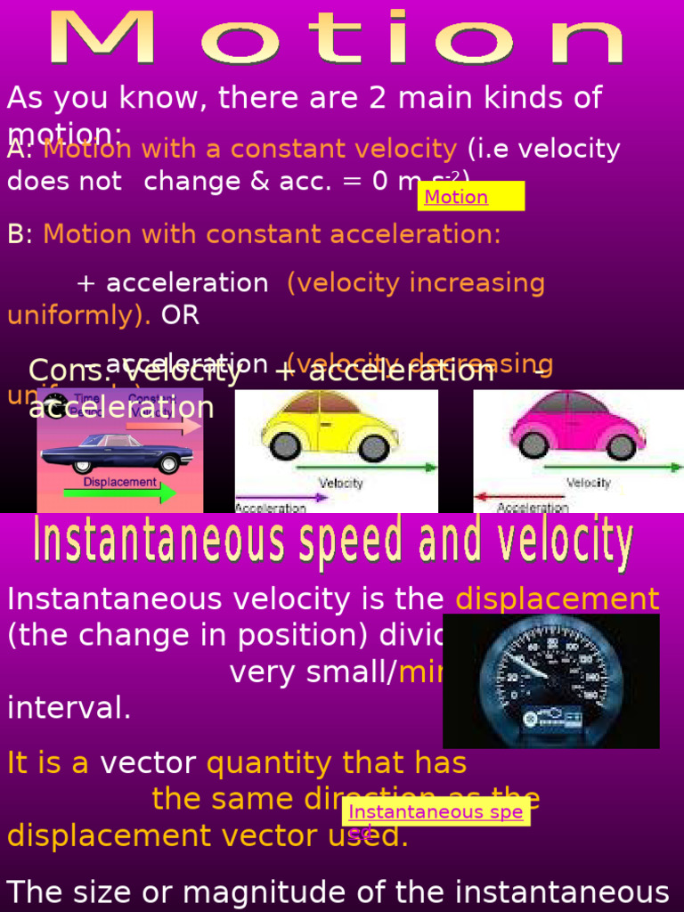 Instantaneous Speed Velocity The Equations of Motion | PDF