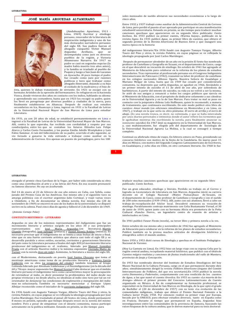 Biografia - Jose Maria Arguedas | PDF