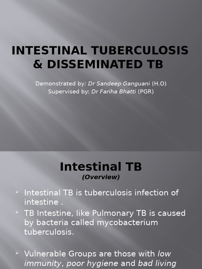 Intestinal Tuberculosis & Disseminated TB | PDF | Tuberculosis ...