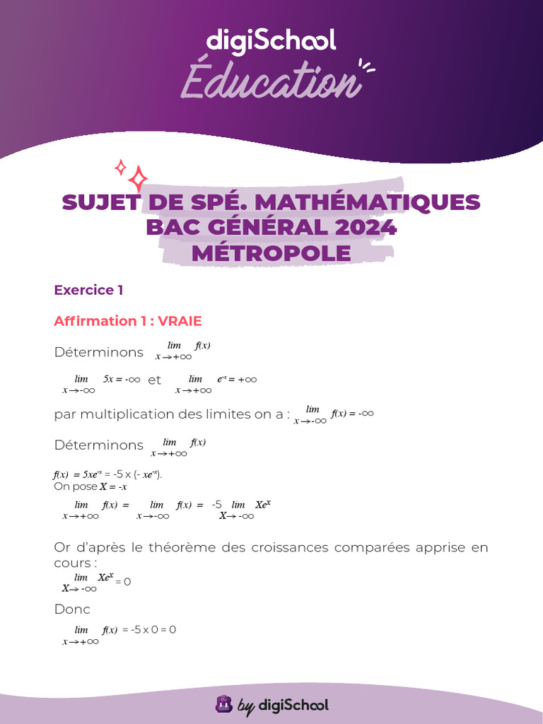 Bac-Metropole General Math | PDF