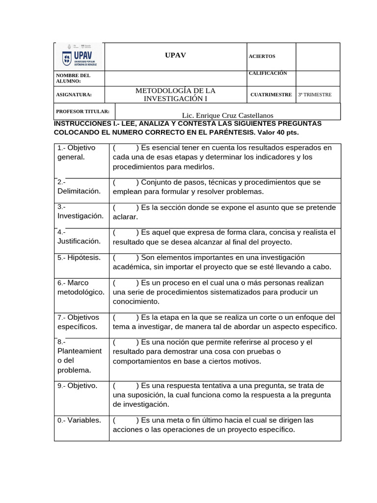 Examen Met Inv I | PDF