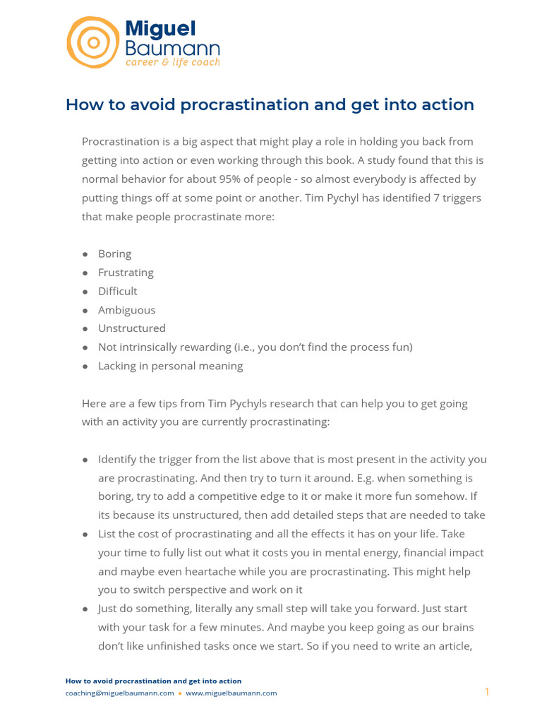 How To Avoid Procrastination Pdf