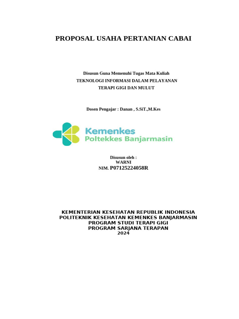 Proposal Usaha Pertanian Cabai | PDF