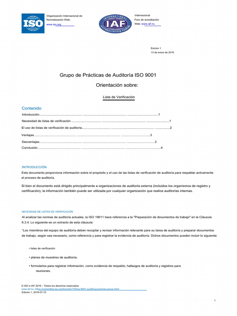 Iso-Tc 176-Tf - Apg - Lista de Chekeo | PDF