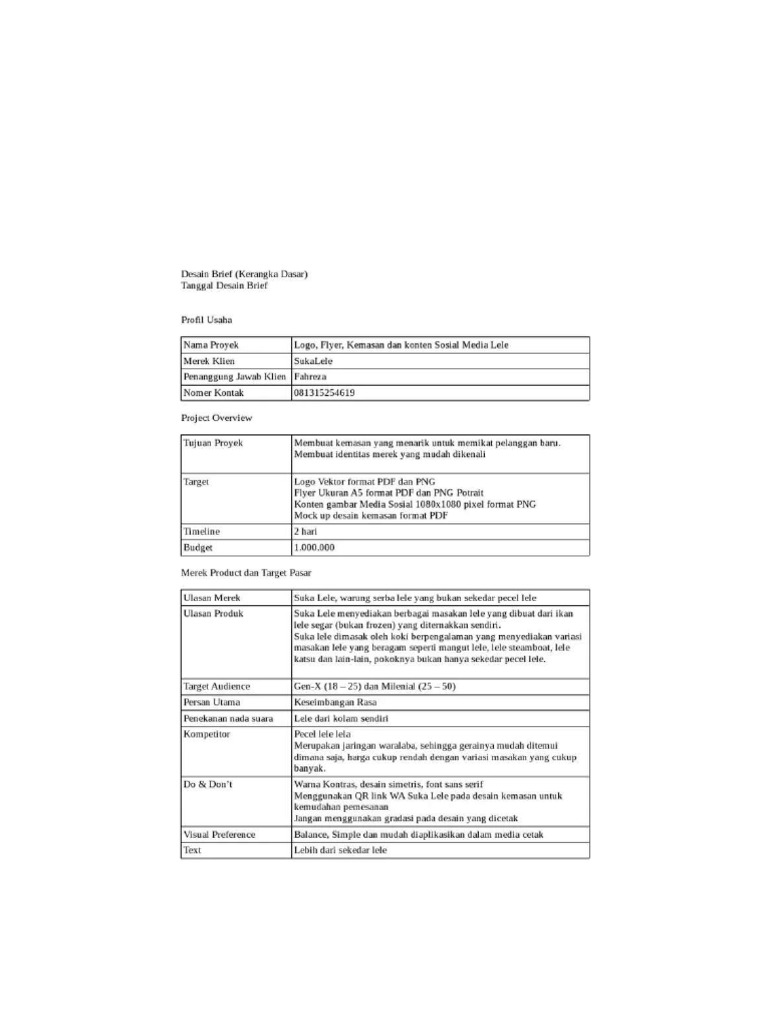 Contoh Brief Desain Terbaik | PDF