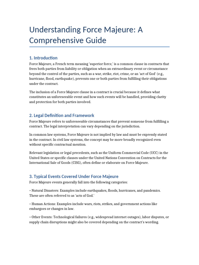 Understanding Force Majeure Guide | PDF