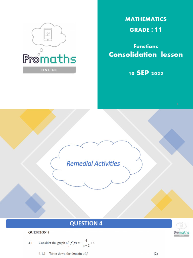 GRADE 11 FUNCTIONS REMEDIAL & CONSOLIDATION SEPT 2022-1_105147 | PDF