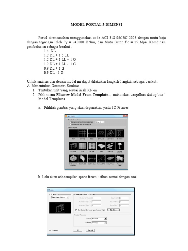 Modul Sap2000 3D Portal | PDF | Metode & Bahan Ajar | Komputer