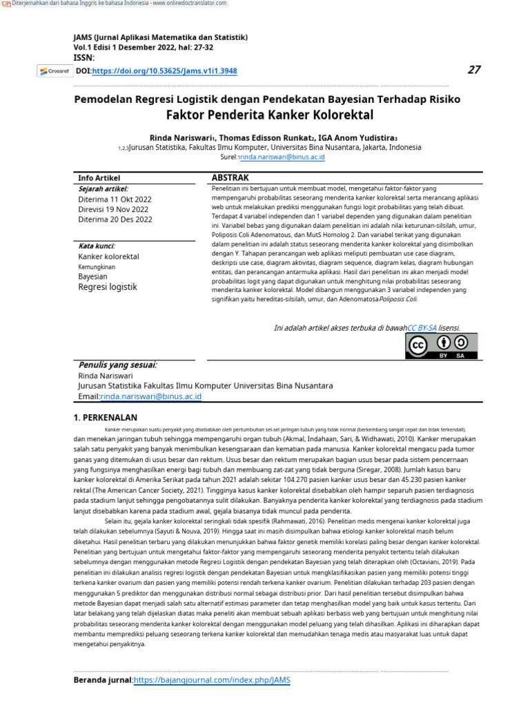 Logistic Regression Modeling With A Bayesian Approach - En.id | PDF