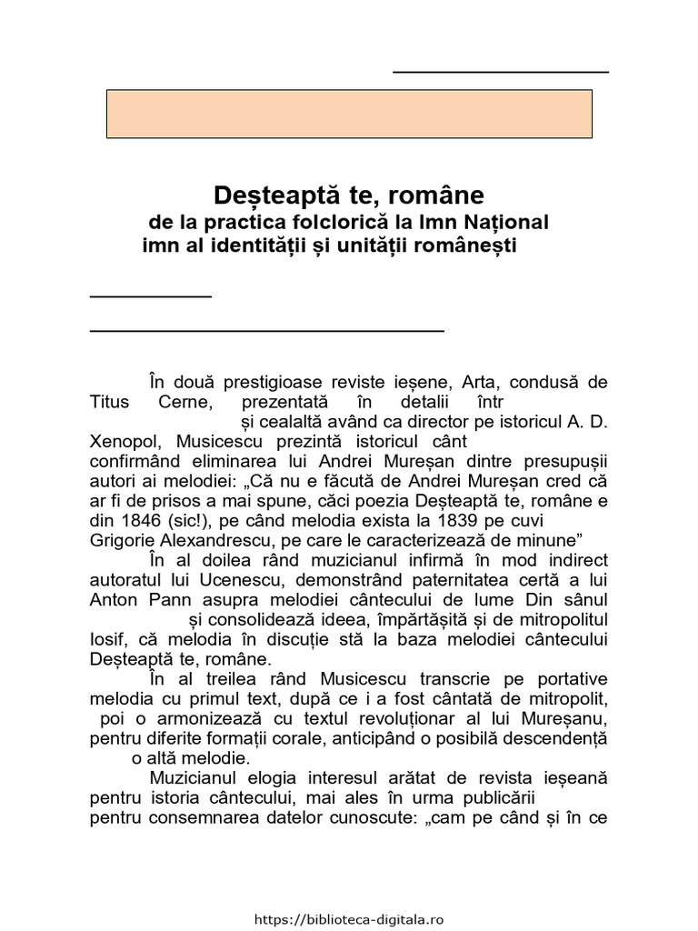 Desteapta-Te Romane Istoric | PDF