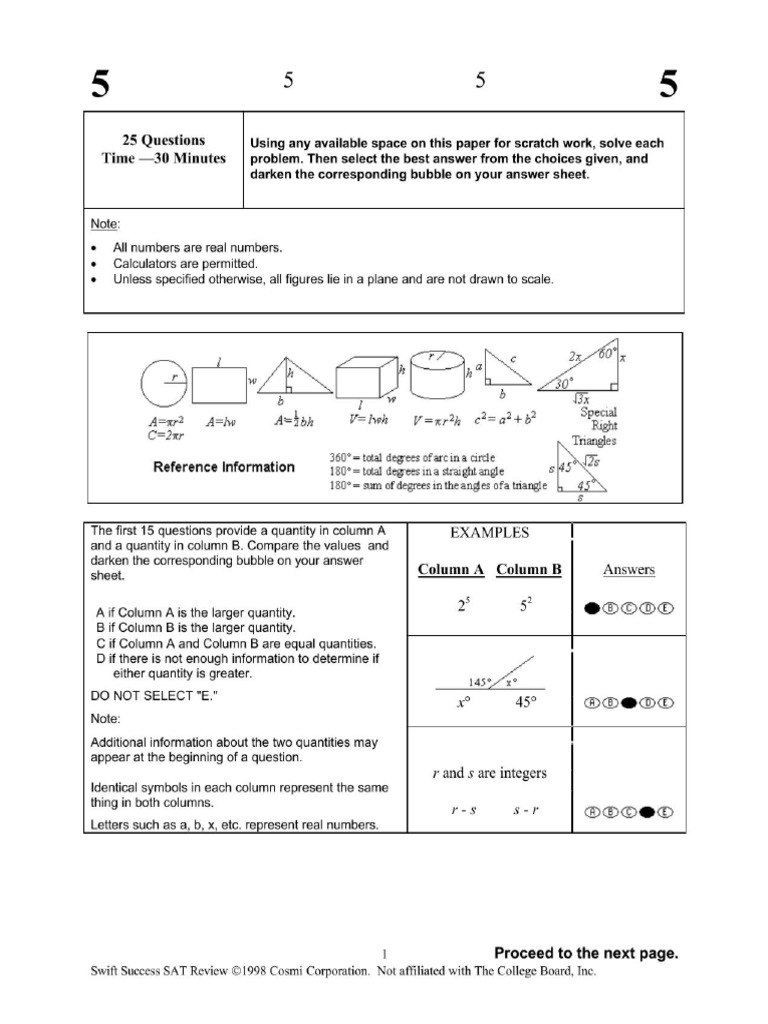 SAT Practice Test 5 Mathematics (Etc.) (Z-Library) | PDF