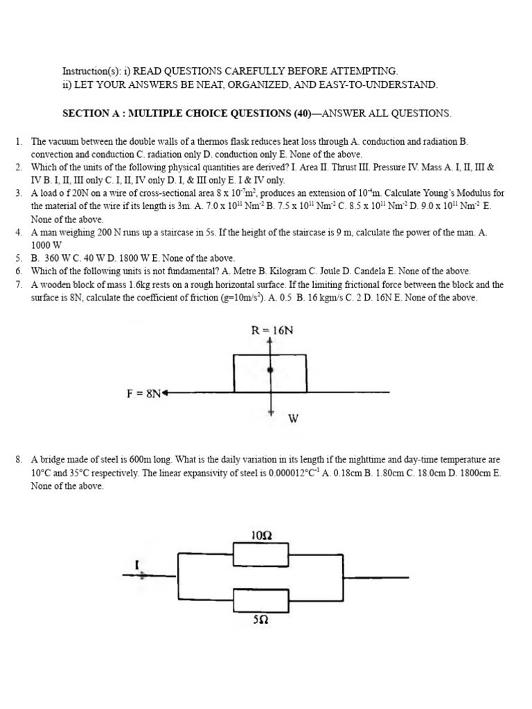 Physics SS1 Examination | PDF