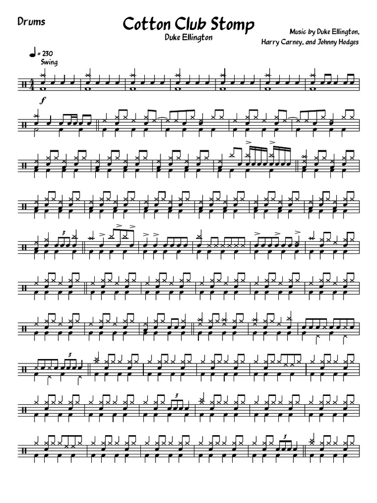 Cotton Club Stomp Duke Ellington - Full Big Band Arrangement-Drums | PDF