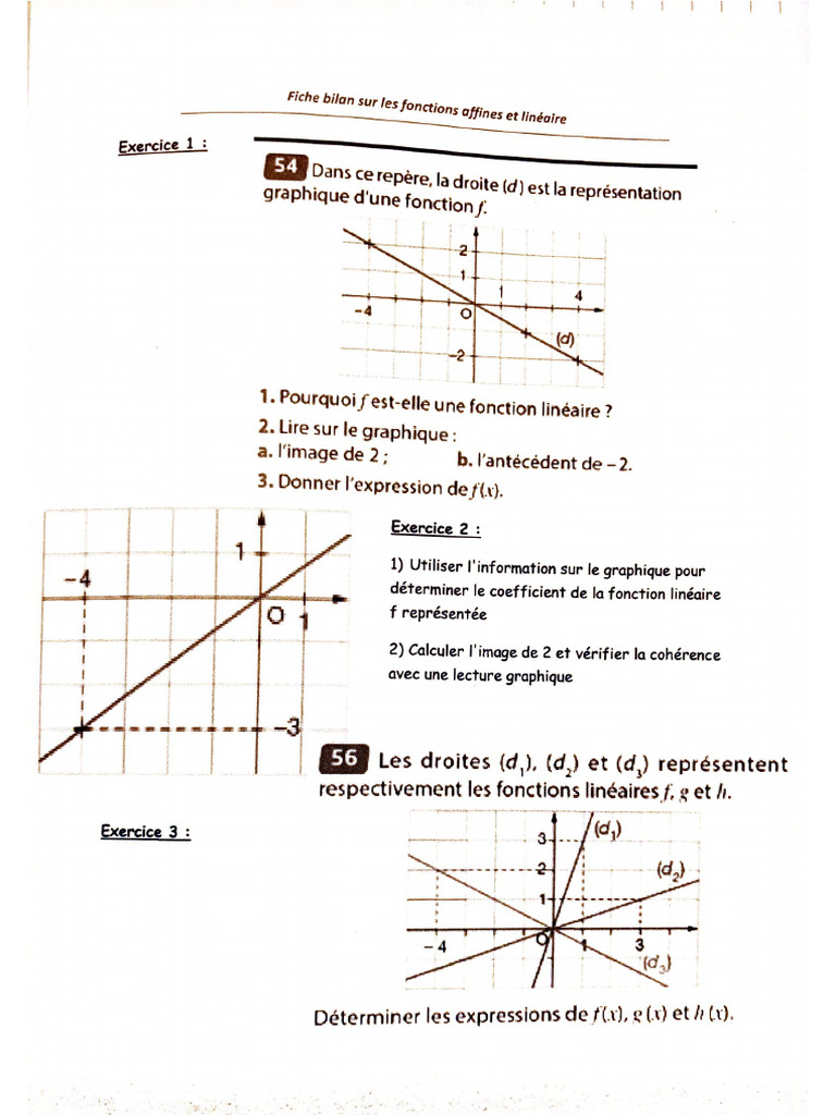 Exercices Fonctions Affines Et Linéaires | PDF