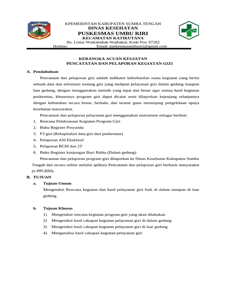 Pencatatan dan Pelaporan Gizi Puskesmas | PDF