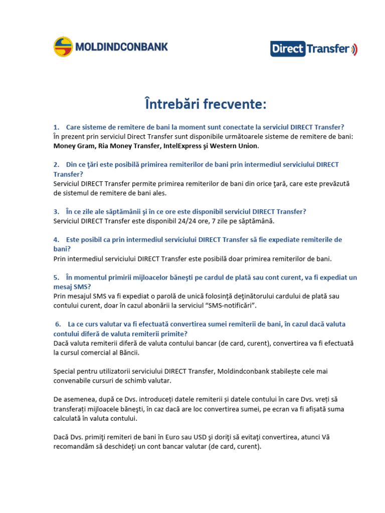 Întrebări Frecvente:: Money Gram, Ria Money Transfer, Intelexpress Şi ...