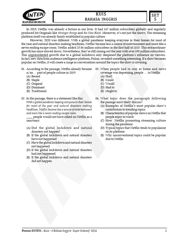 Bahasa Inggris: Prosus INTEN | PDF