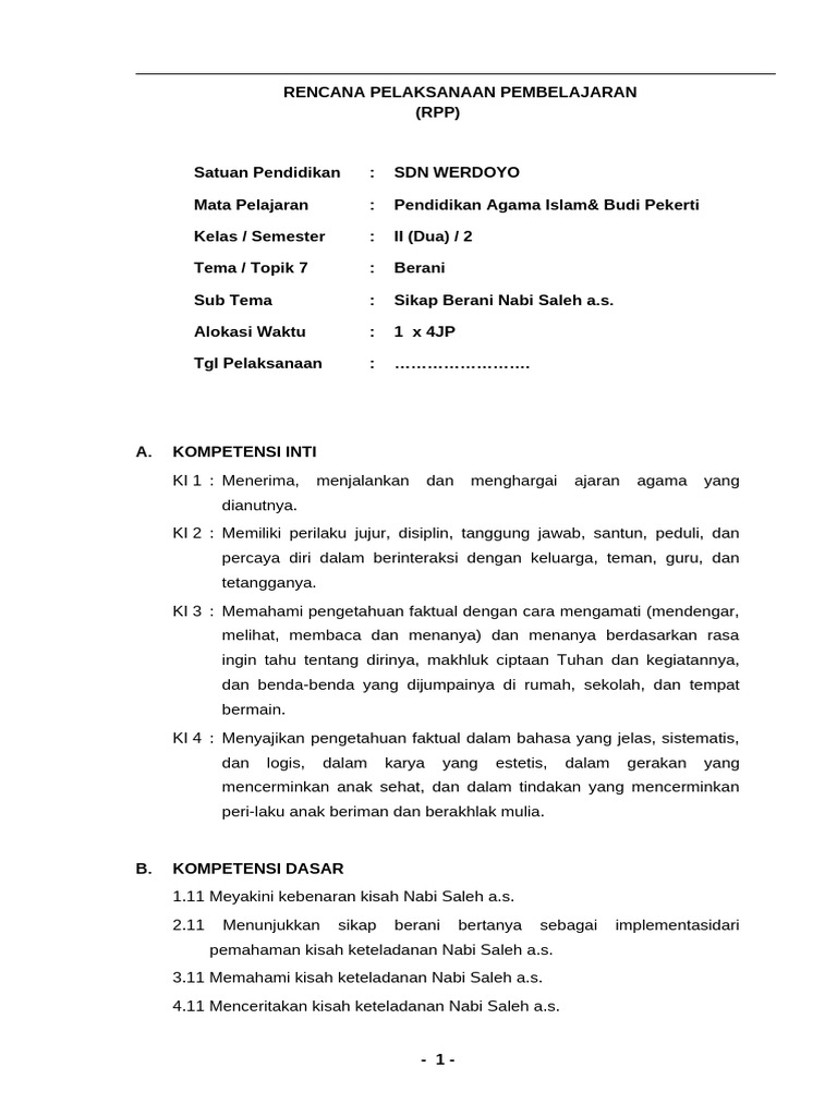 RPP Kelas 2 Semester 2 | PDF