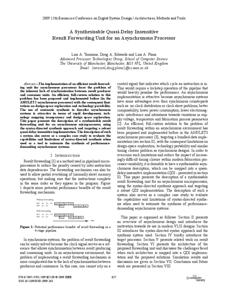 A Synthesisable Quasi-Delay Insensitive Result Forwarding Unit For An Asynchronous Processor ...